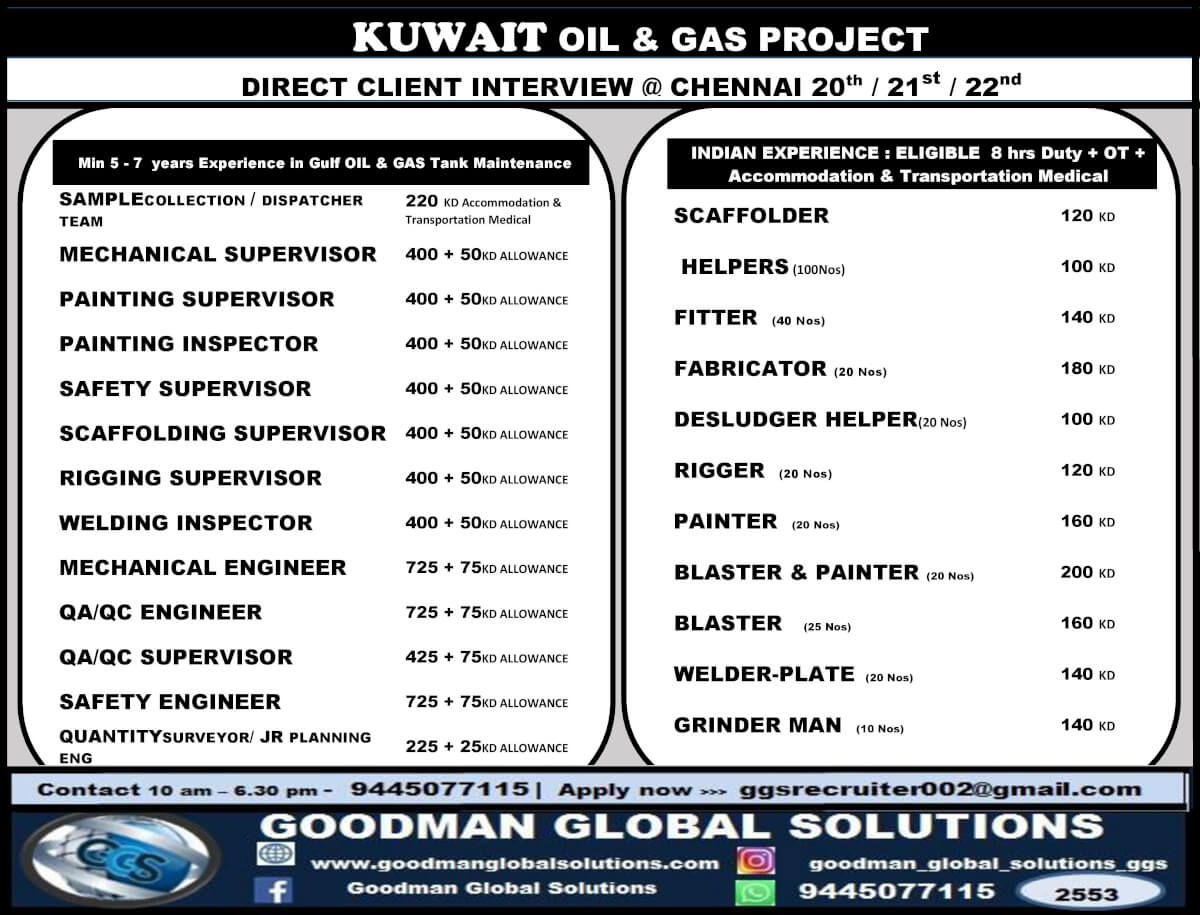 UAE OIL GAS LONGTERM PROJECT DIRECT CLIENT INTERVIEW IN CHENNAI 26 – 05 ...