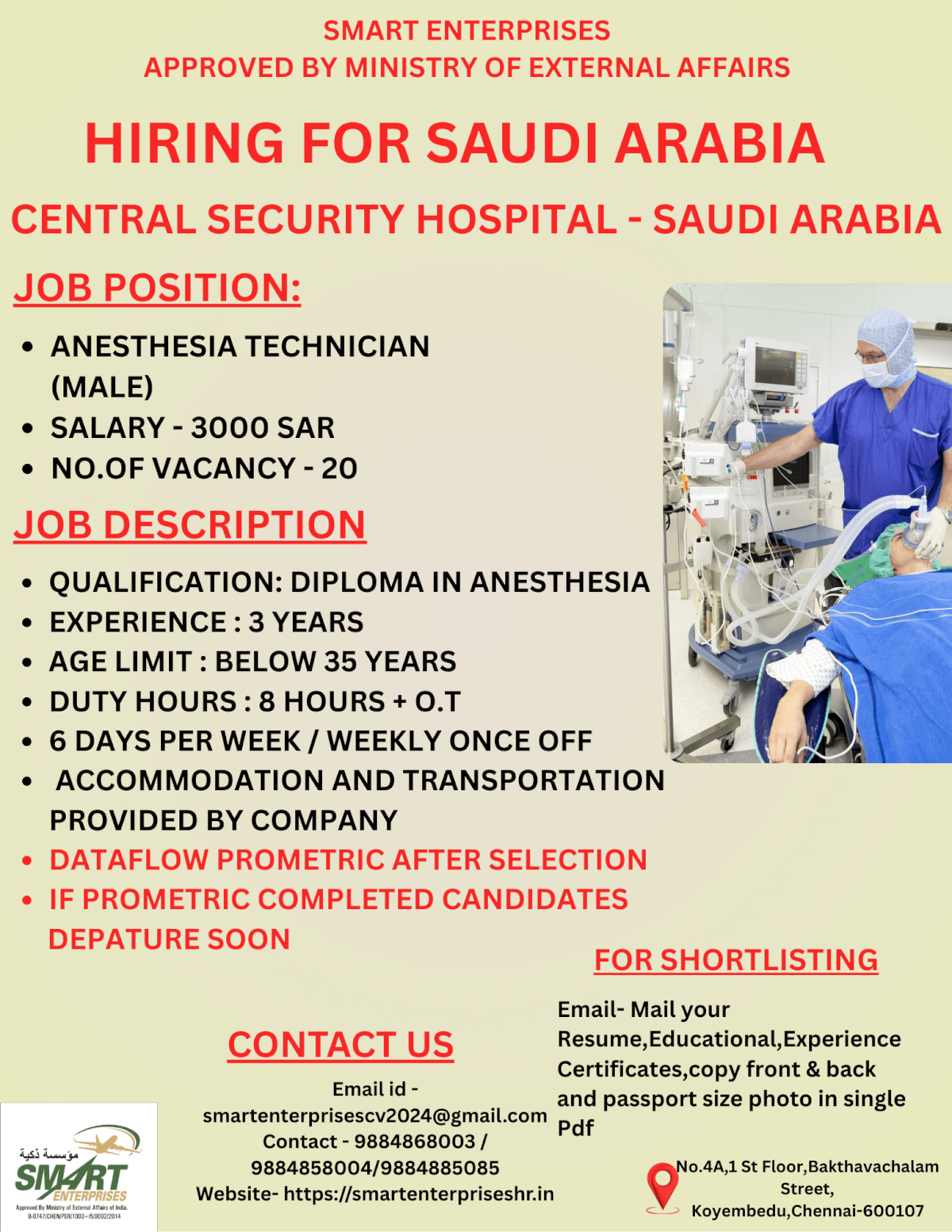 HIRING FOR SAUTHI ARABIA